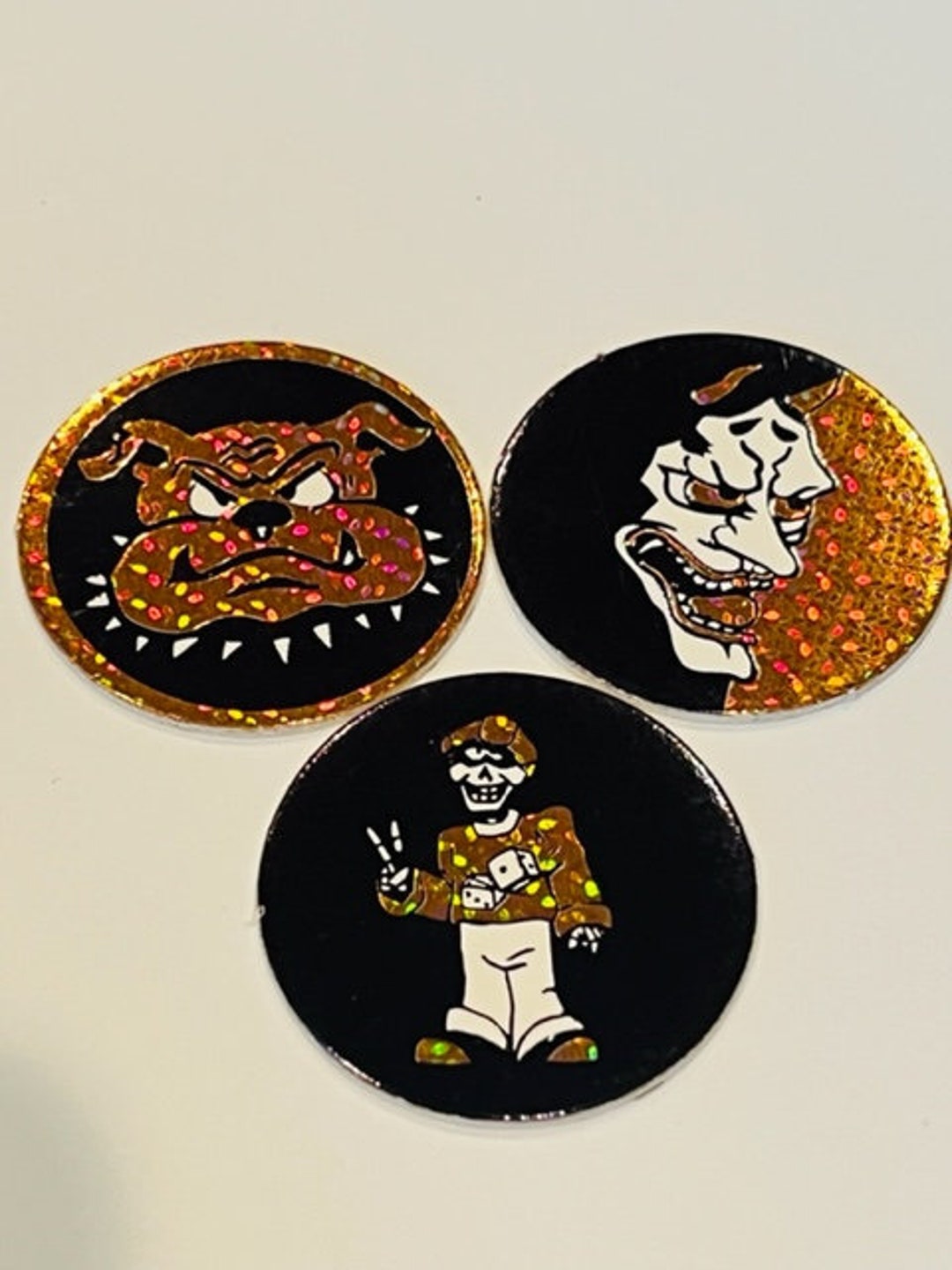 Retro Pogs Lot Slammer Milk Cap Game Vtg Skull Punk Grunge Skater Punk ...