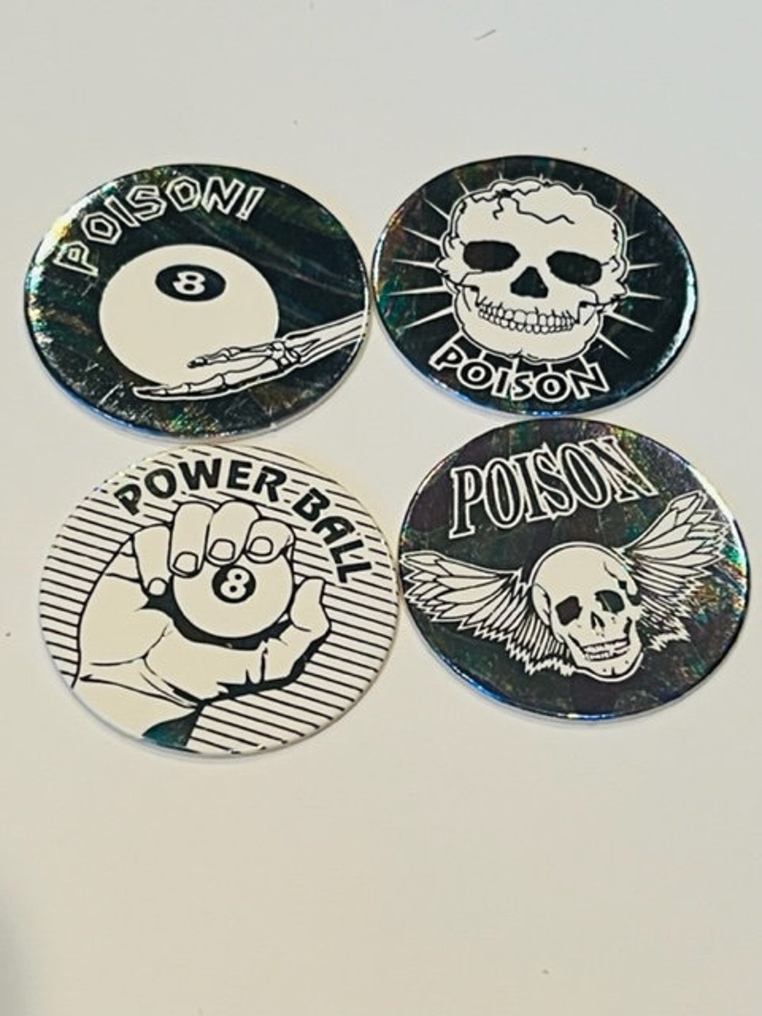 Retro Pogs Lot Slammer Milk Cap Game Vtg Skull Punk Grunge Skater Punk ...
