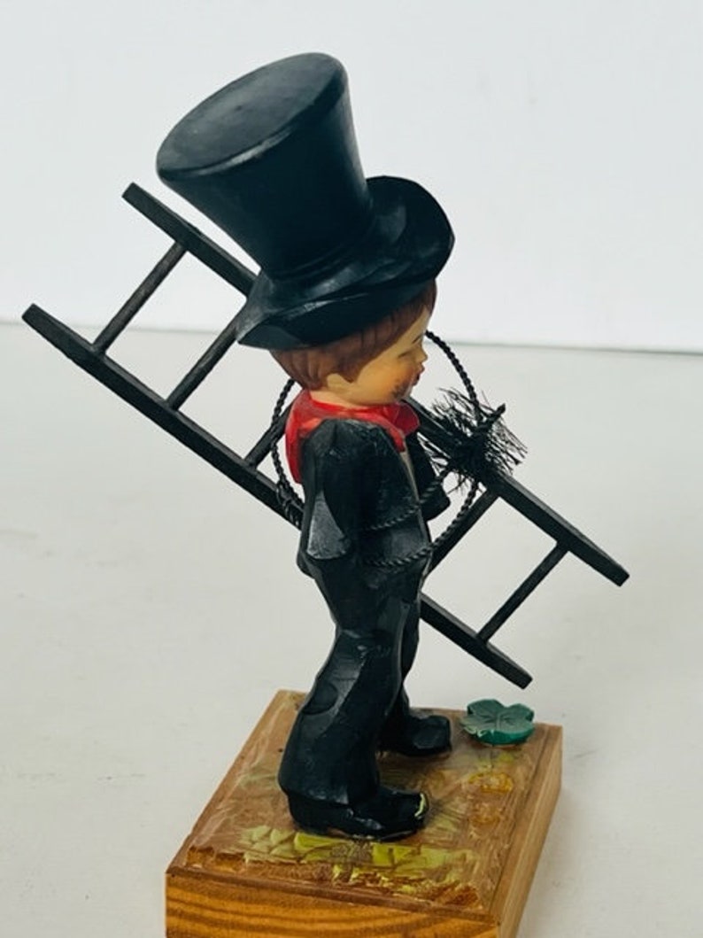 Black Forest Wood Carved Chimney Sweep Figurine Sculpture Ladder West ...