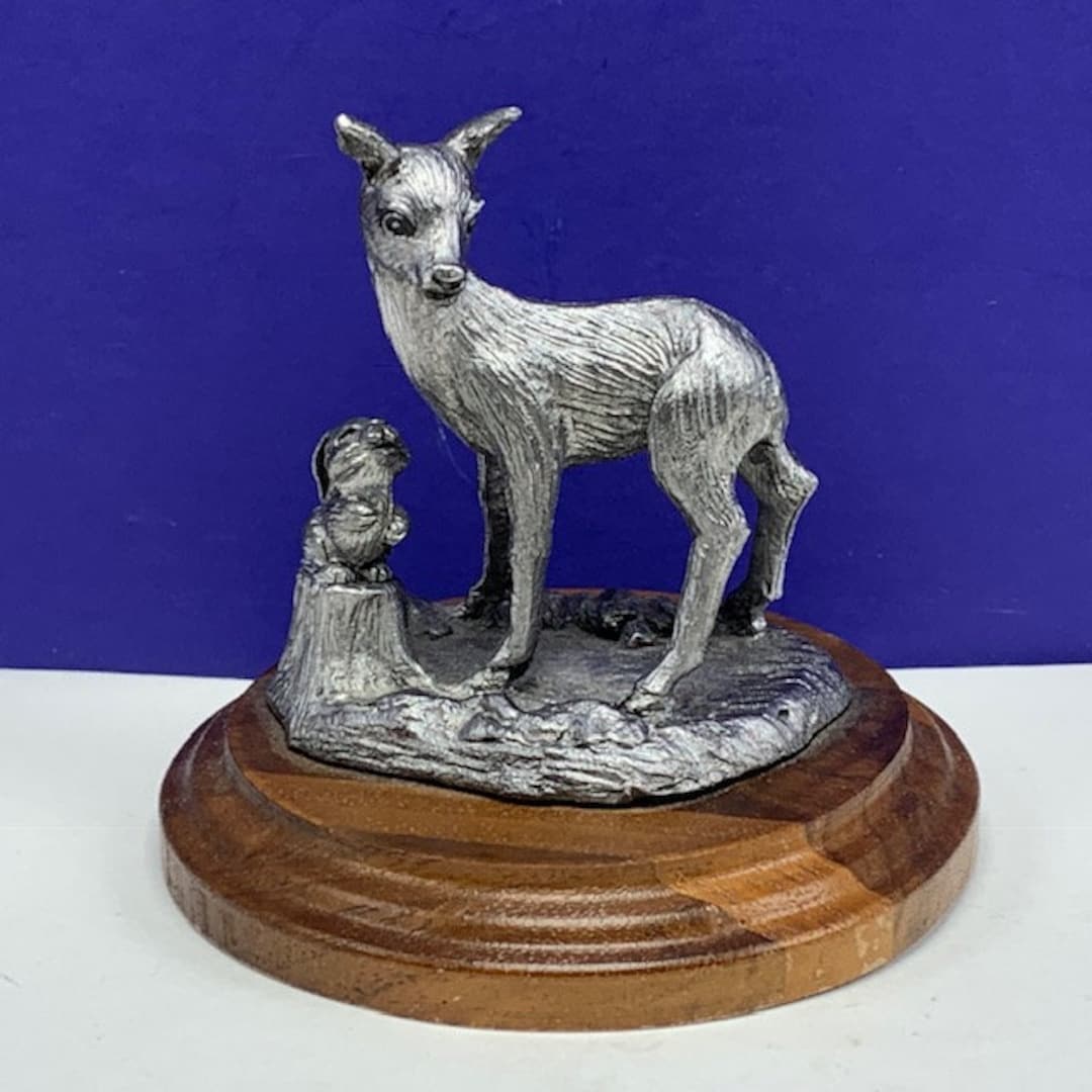 BAMBI AND THUMPER Pewter Figurine Statue Sculpture Vintage Walt Disney ...