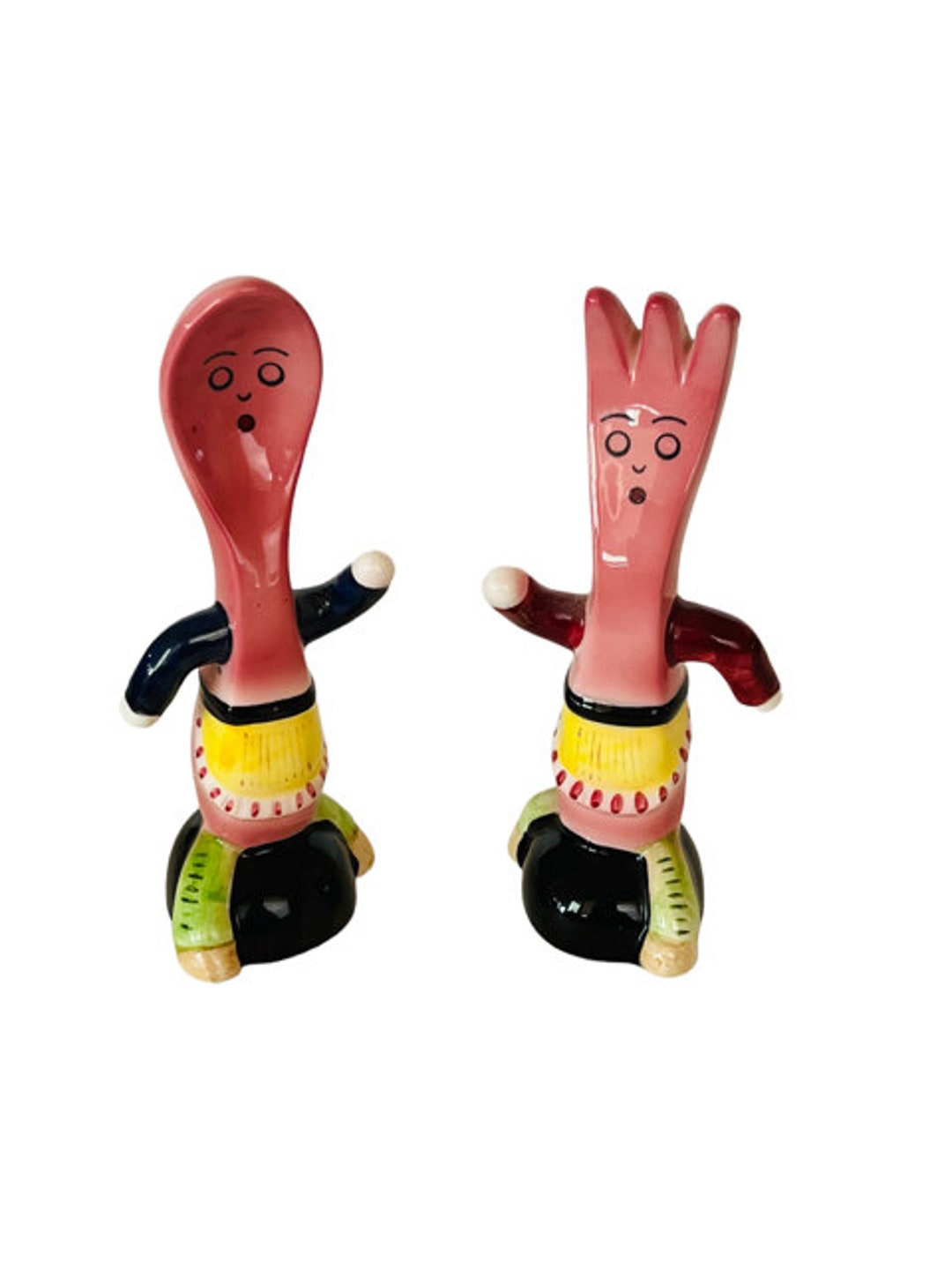 Sarsaparilla Anthropomorphic Spoon Fork Figurine Japan Salt Pepper 1984 ...