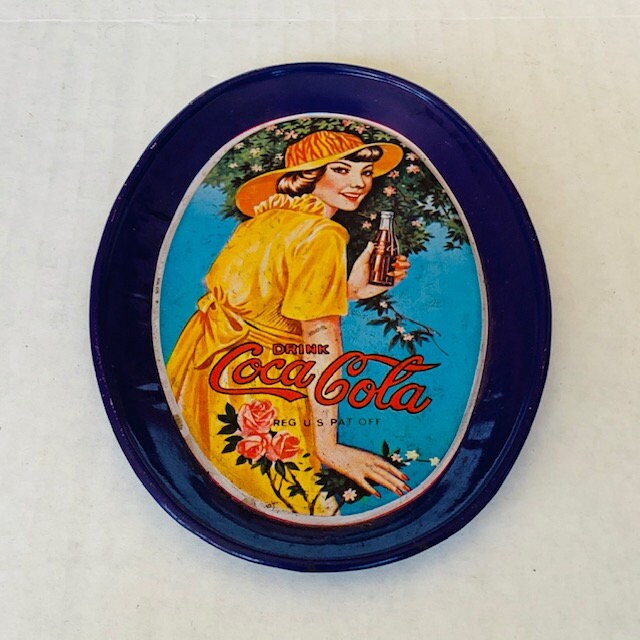 COCA COLA TRAY Coke Soda Pop Advertising 6 Inch 6" Metal Tin Sign Woman ...