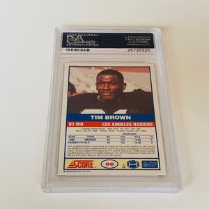 TIM BROWN ROOKIE 1989 Score #86 Rc Graded Psa Gem Mint 10 Oakland ...
