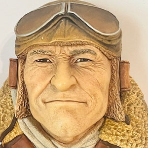 Bosson Chalkware Legend Figurine England Face Bust 1990 Aviator Pilot ...