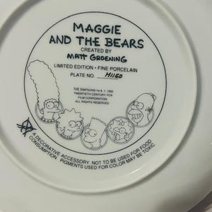 The Simpsons Collector Plate Knowles COA Box Vtg Matt Groening Maggie ...