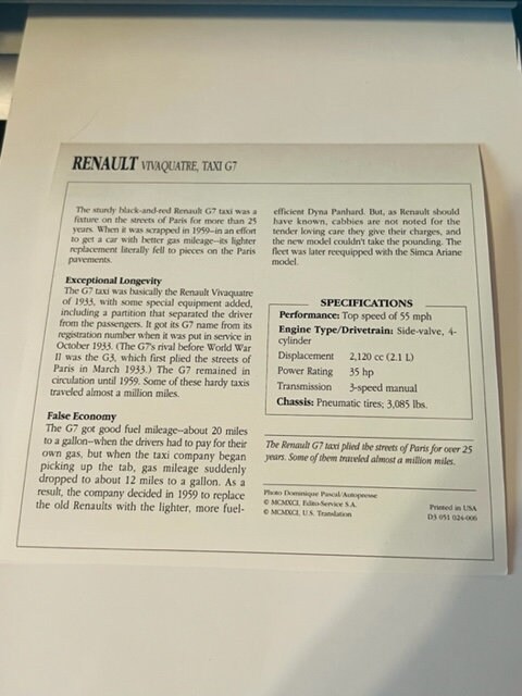 CLASSIC CAR PRINT vintage ephemera picture litho photo card 6x6 ...