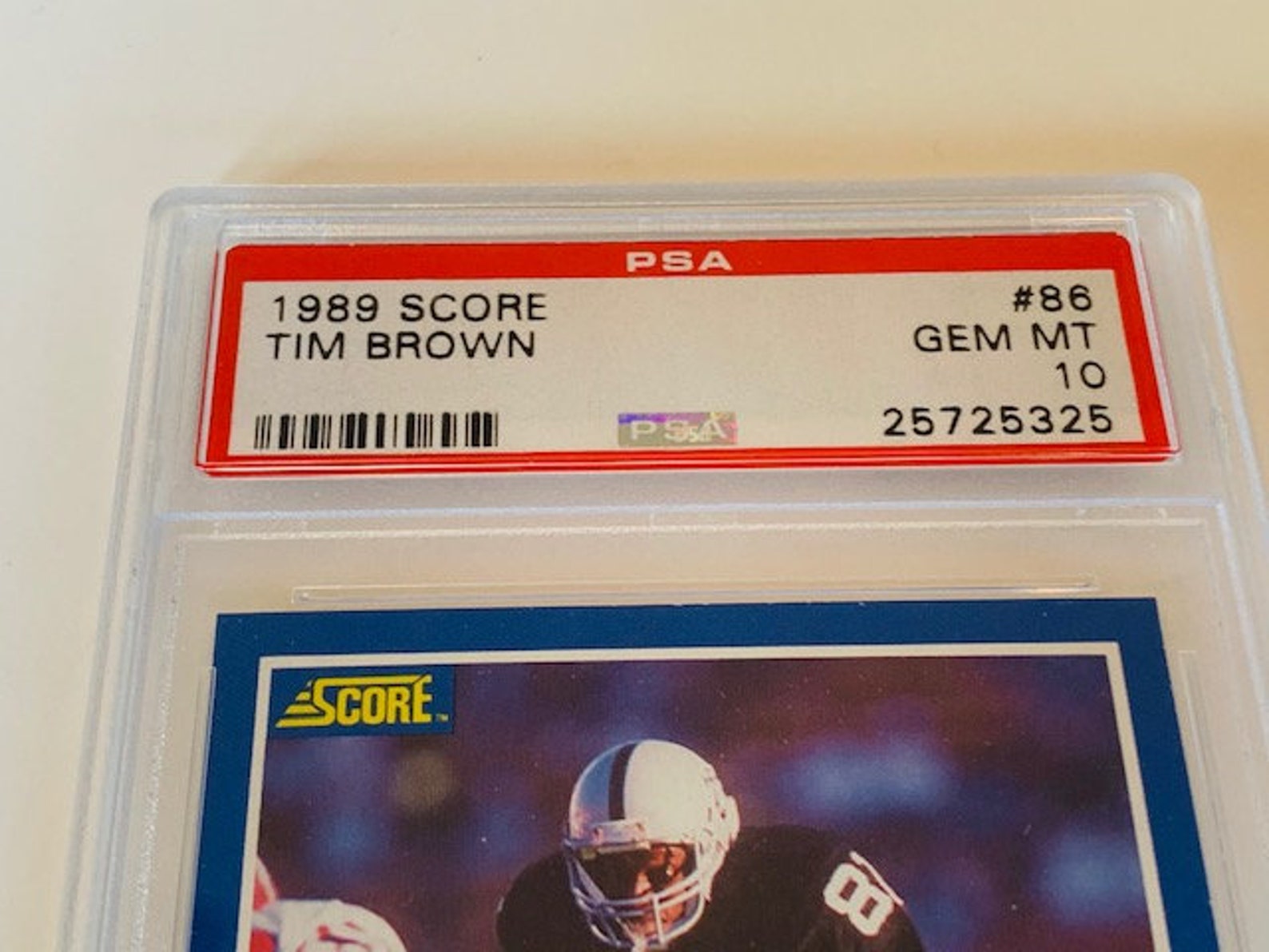 TIM BROWN ROOKIE 1989 Score 86 Rc graded Psa gem mint 10 | Etsy