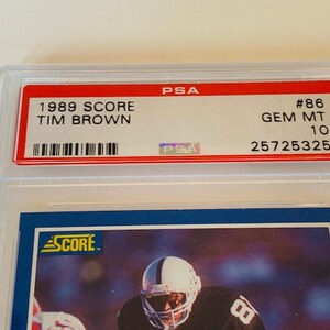 TIM BROWN ROOKIE 1989 Score #86 Rc Graded Psa Gem Mint 10 Oakland ...