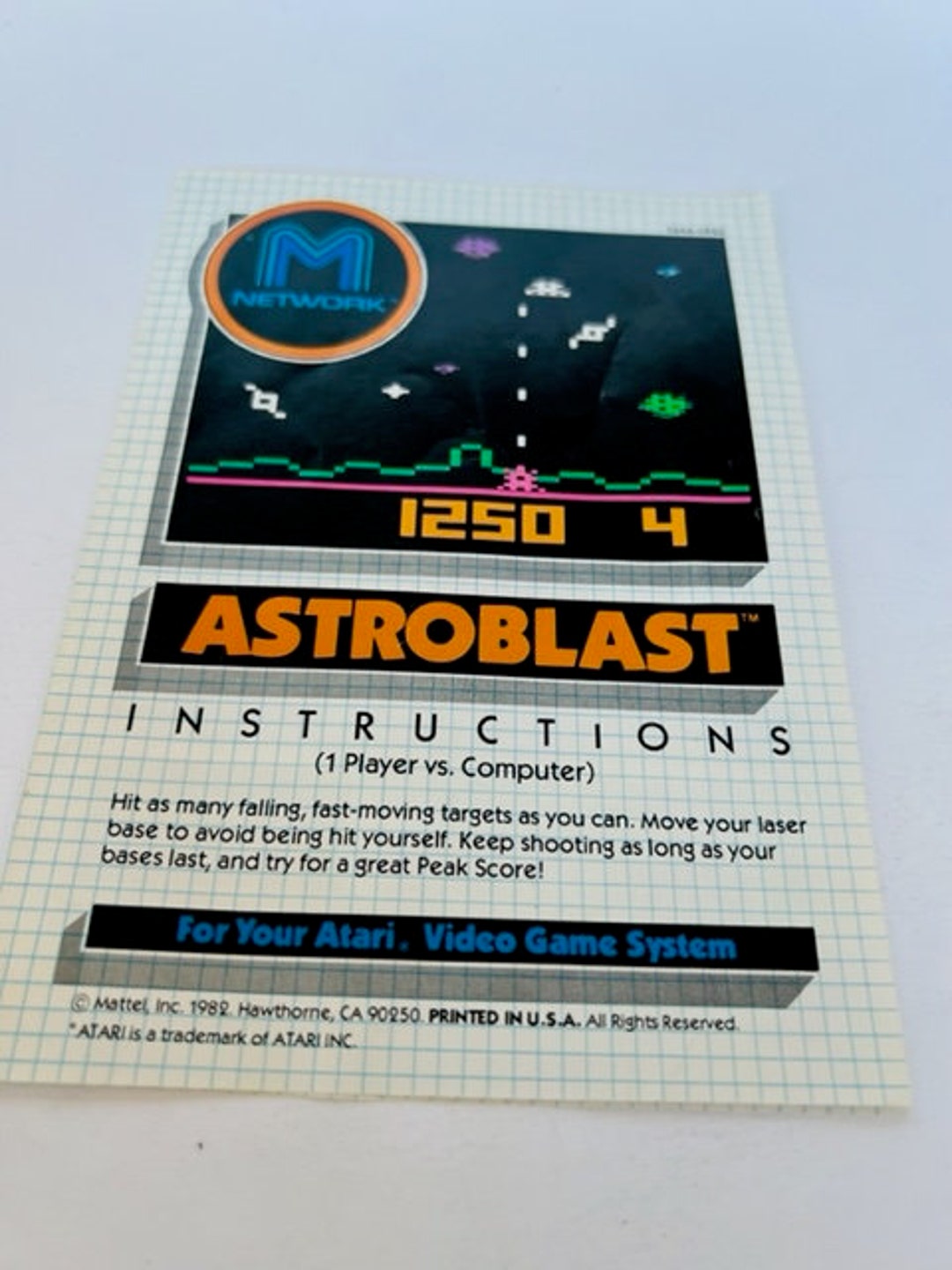 Astroblast Atari Video Game Manual Guide Vtg Electronics Poster ...