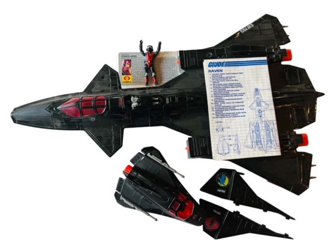 Raven Jet Strato Viper 1986 Gi Joe Cobra Hasbro ARAH Figure Vehicle ...