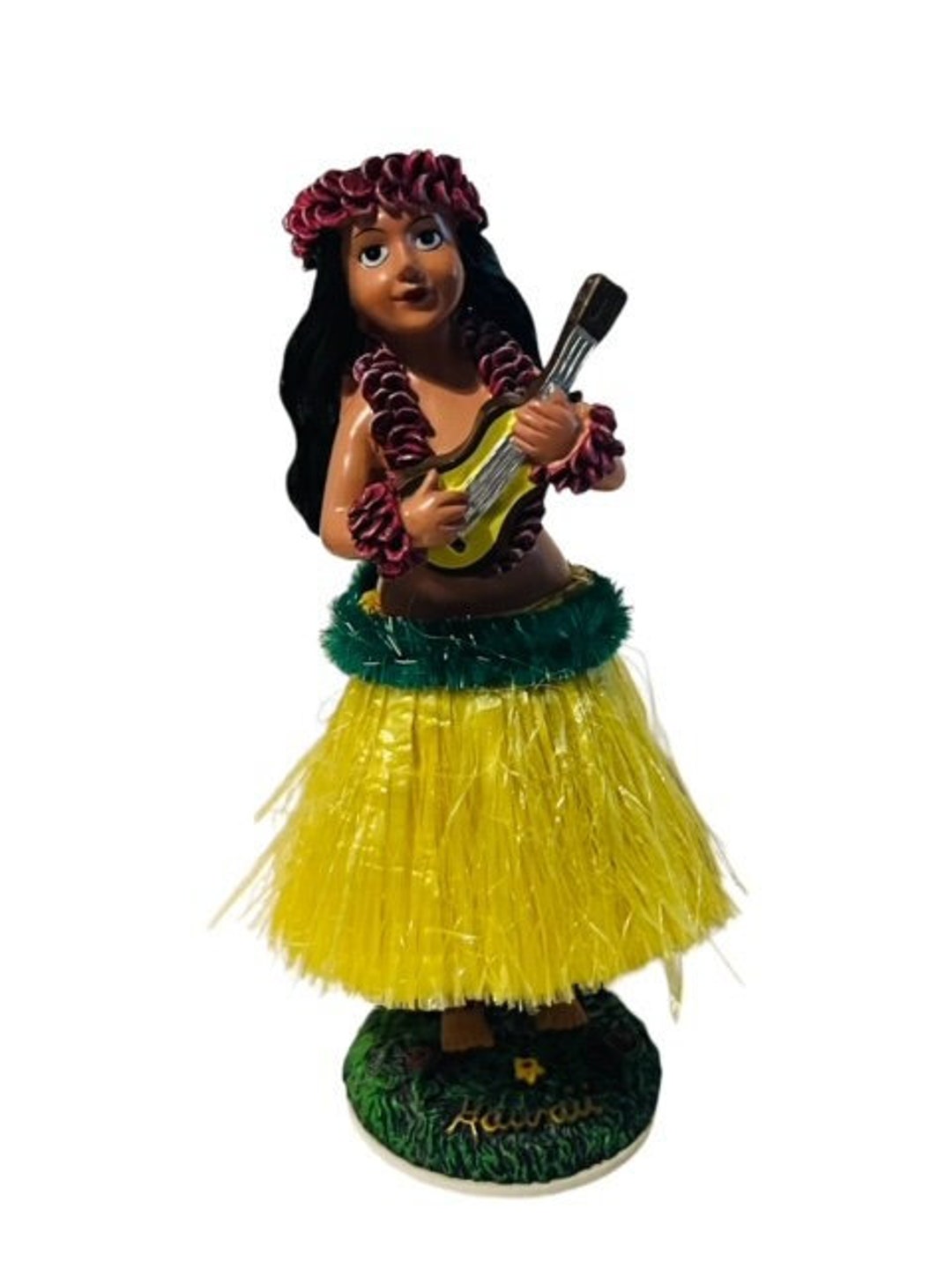 Hula Girl Hawaii Car Dash Figurine Nodder Bobblehead Vtg Lei Tiki Bar ...