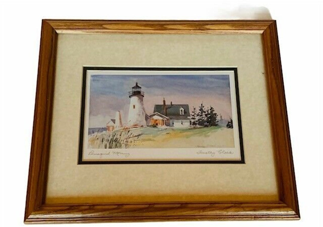 Timothy Clark Art Lighthouse Signed Framed Print 14X12 Pemaquid Morning Maine ME Wall Hanging ...