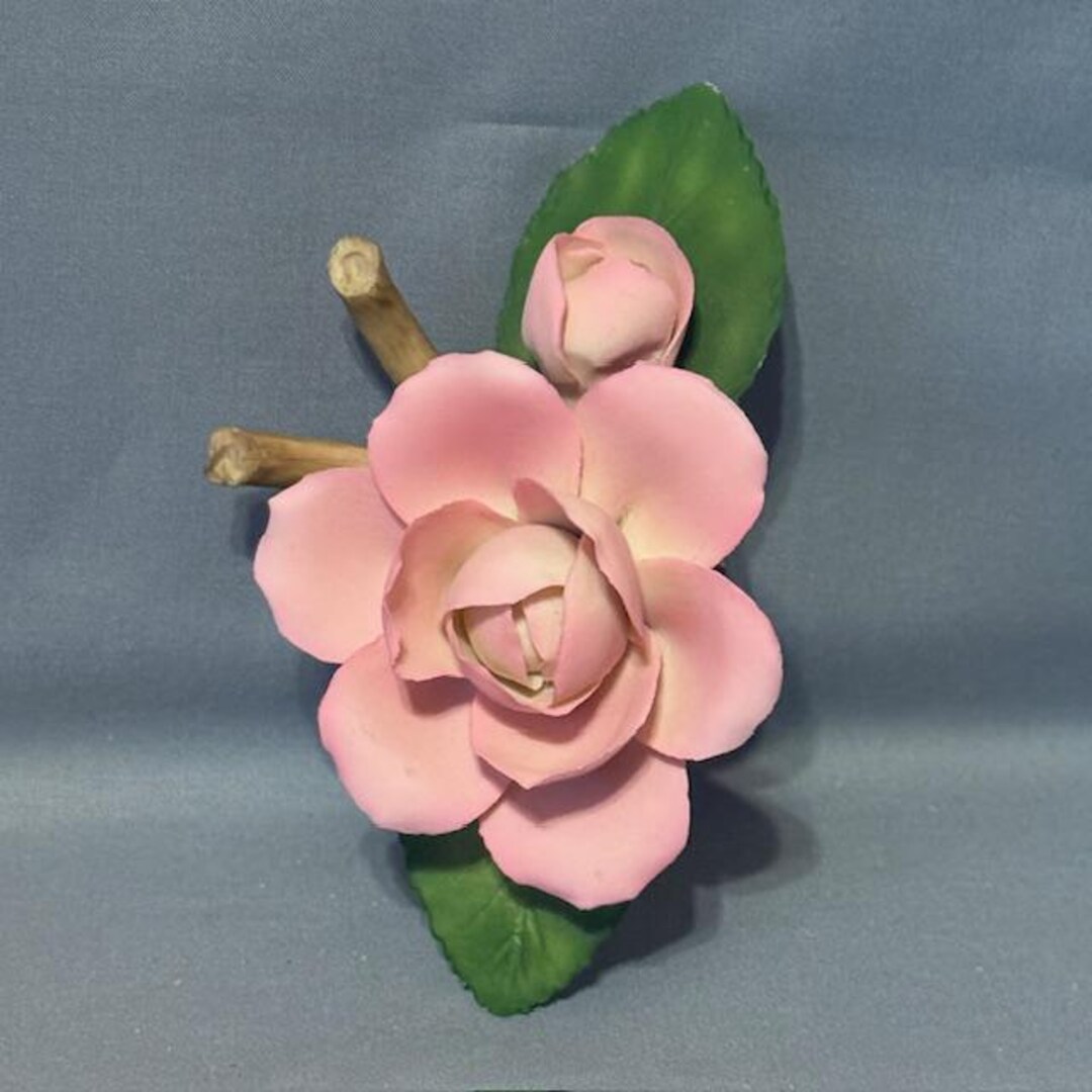 Capodimonte Flower Fabar Gricci Italy Figurine Pink Rose Porcelain ...