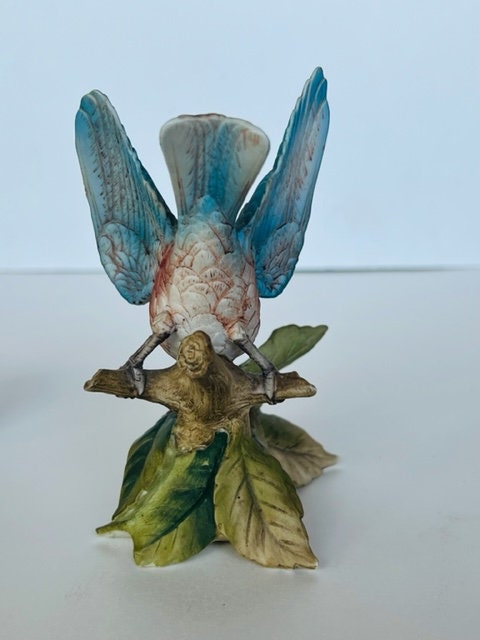 Lefton Bluebird Porcelain Berries Figurine Blue Bird Decor Vtg - Etsy