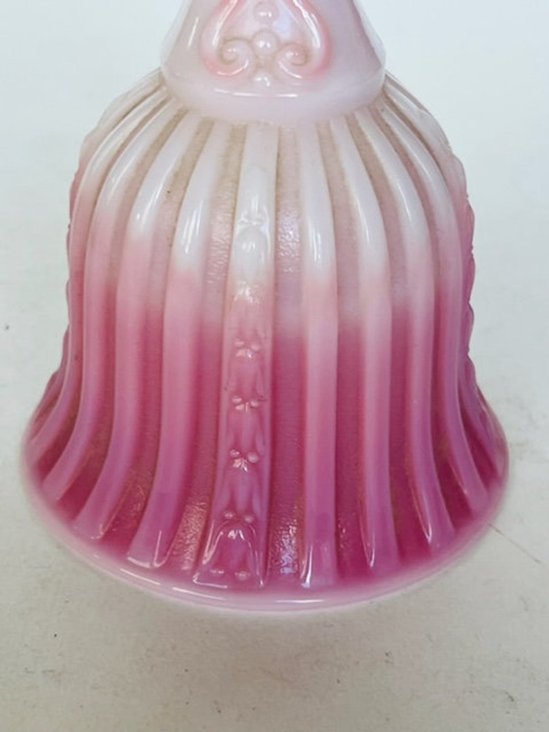 Fenton Art Glass Figurine Bell Pink White Swirl Pineapple Hobnail Harp ...