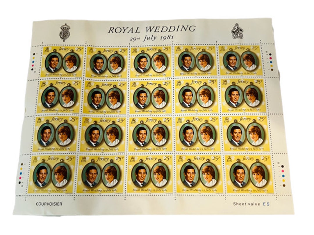 Queen Elizabeth Princess Diana Royal Collectible Wedding Stamp Sheet ...