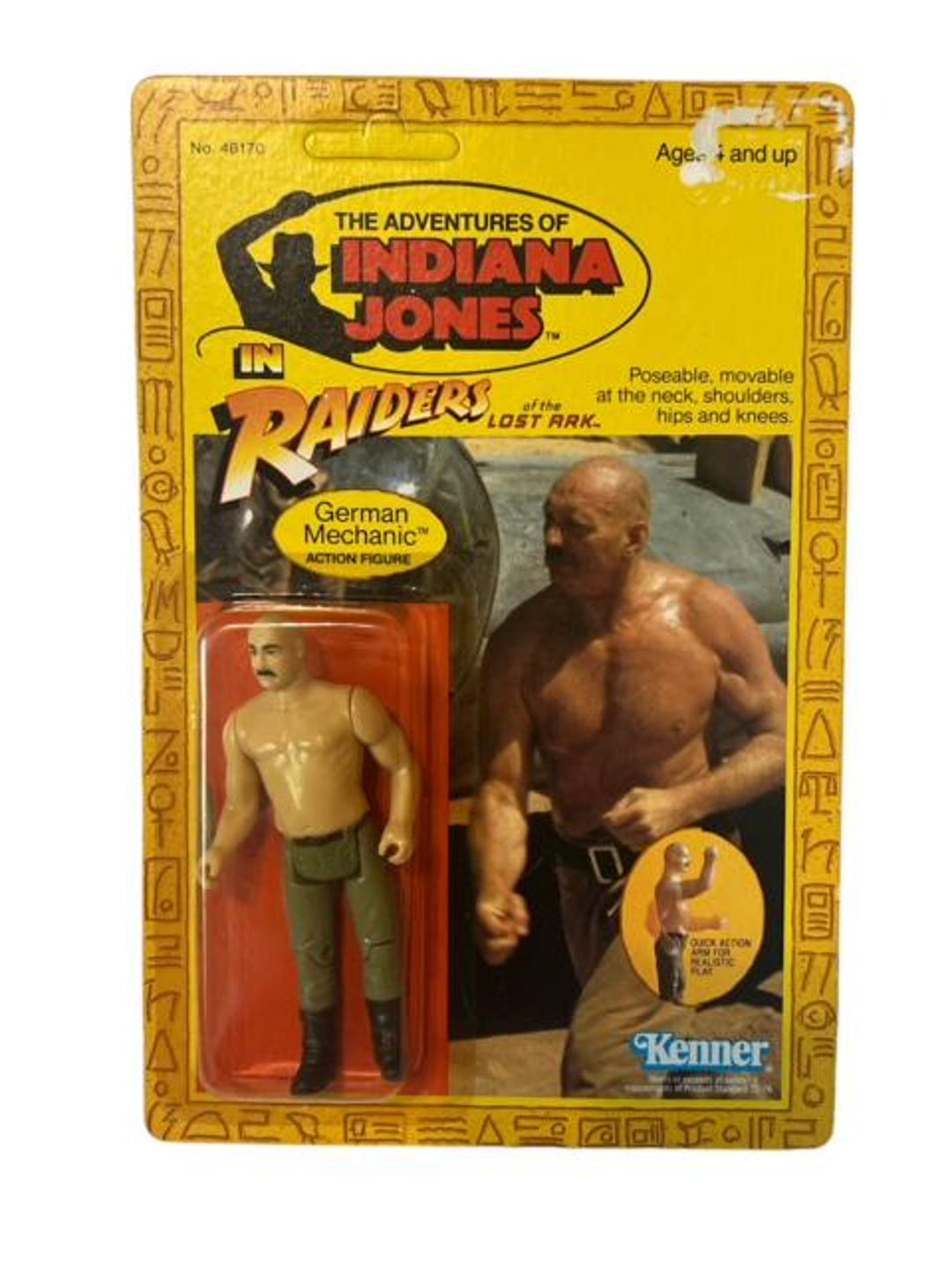 Indiana Jones Kenner Vtg Figure Toy 1982 German Mechanic MOC UNPUNCHED ...