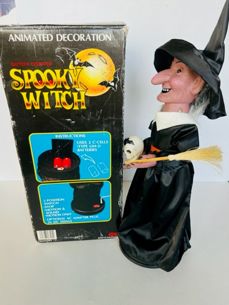 Halloween Spooky Witch Figure Vtg Battery Operated Box - Etsy