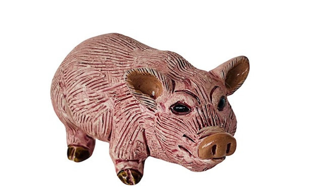 Pig Figurine Anthropomorphic Farm Hog Piglet Sculpture Peru Hand Carved ...