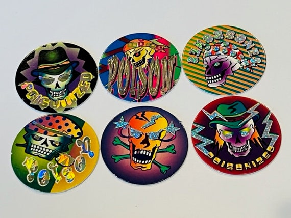Poison Pogs Lot Slammer Milk Cap Game Vtg Skull Skeleton Punk - Etsy
