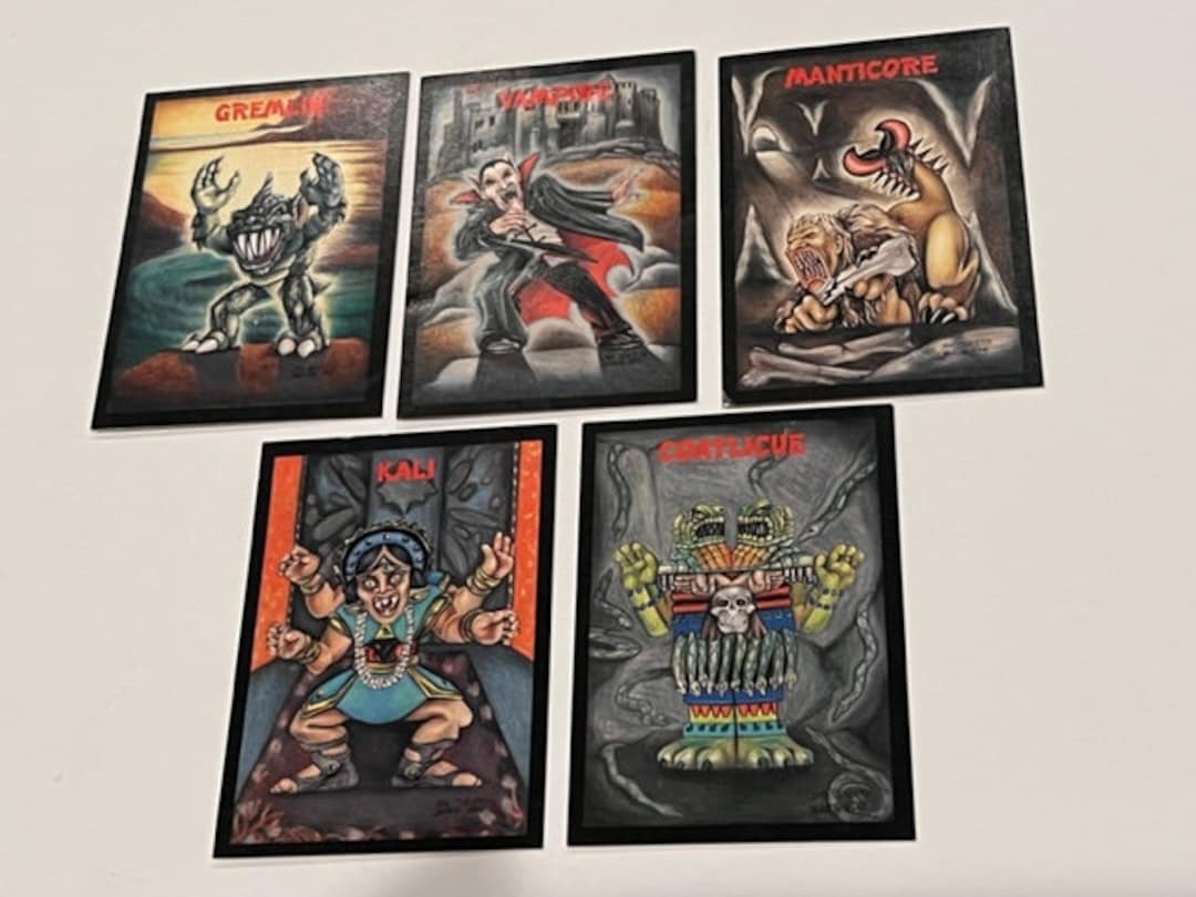 Monster My Pocket 1991 Morrison Trading Card Lot Kali Manticore Vampire ...