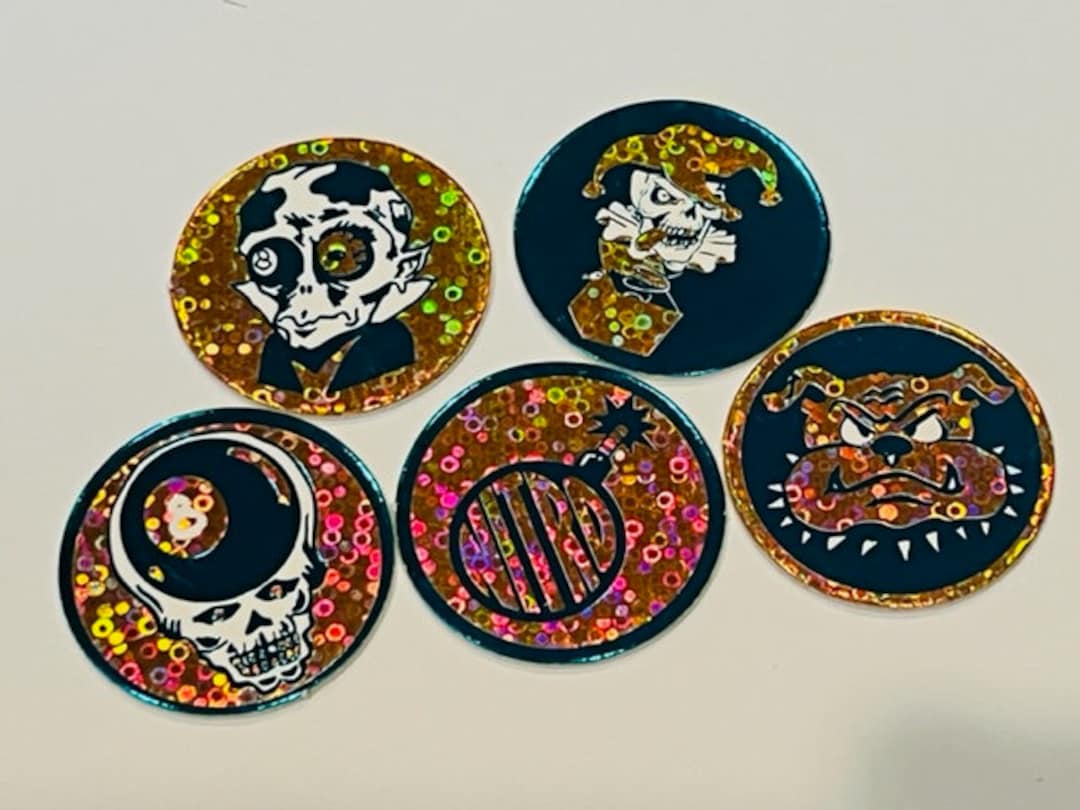 Skater Pogs Lot Slammer Milk Cap Game Vtg Skull Skeleton Punk Grunge ...