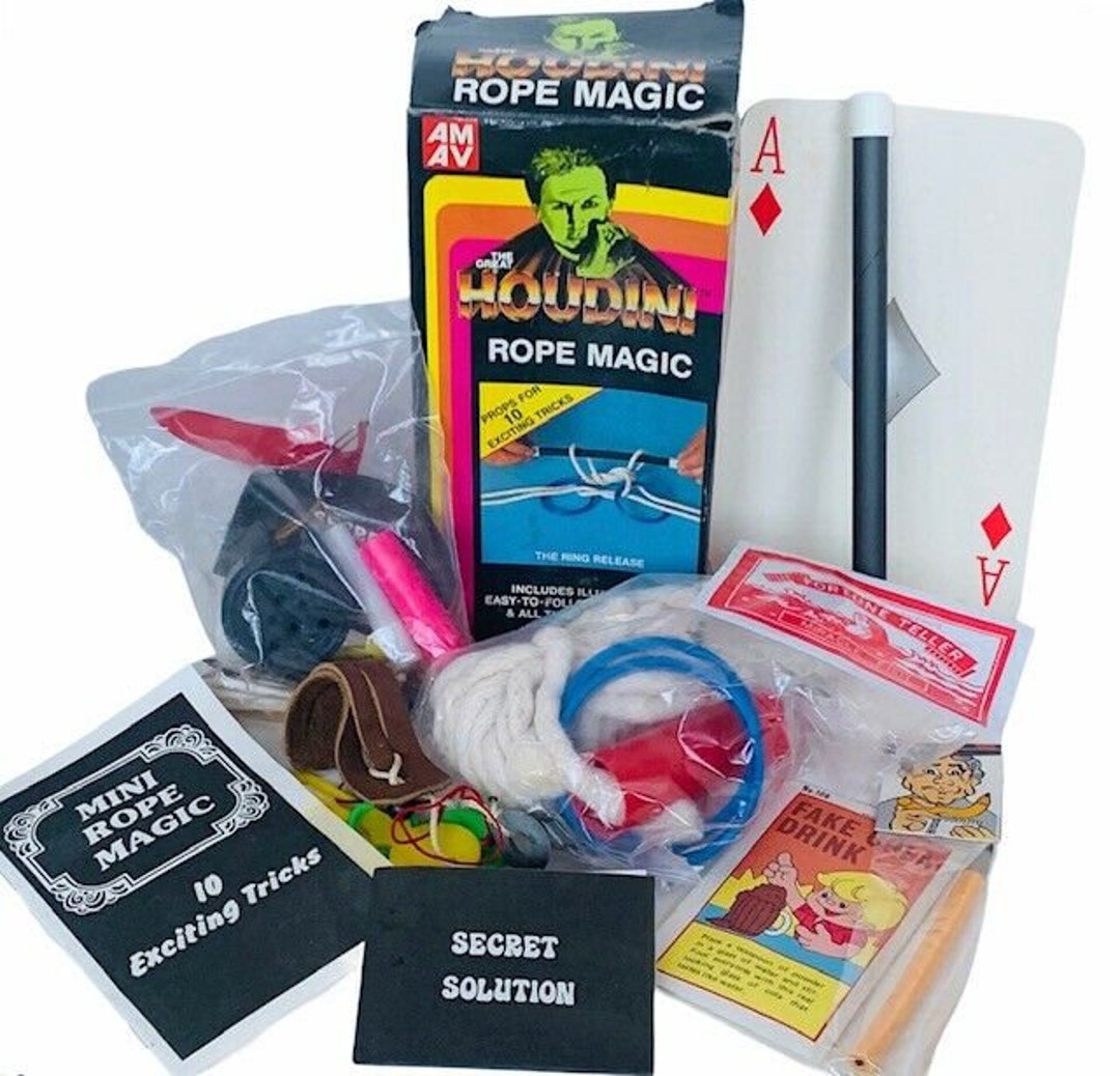 The Great Houdini Rope Magic AM AV Vtg Tricks Props Toys Box Lot 1987 ...