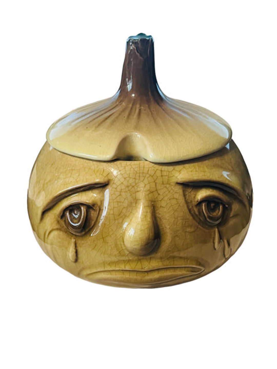 Onion Face Canister Storage Bowl Lid Antique Anthropomorphic Vegetable ...
