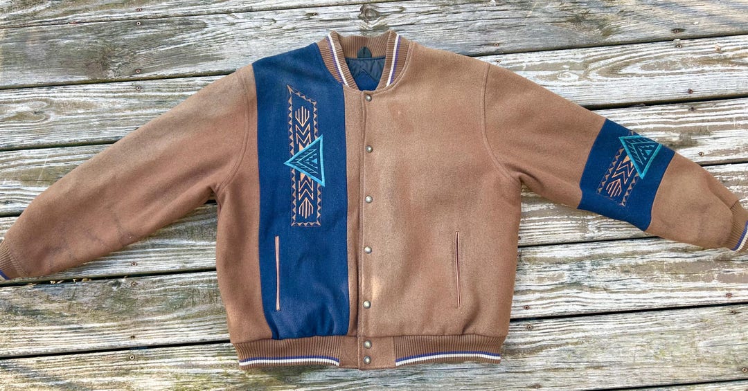 Vintage Old West Garment Co. Aztec Embroidered Wool-blend Jacket ...