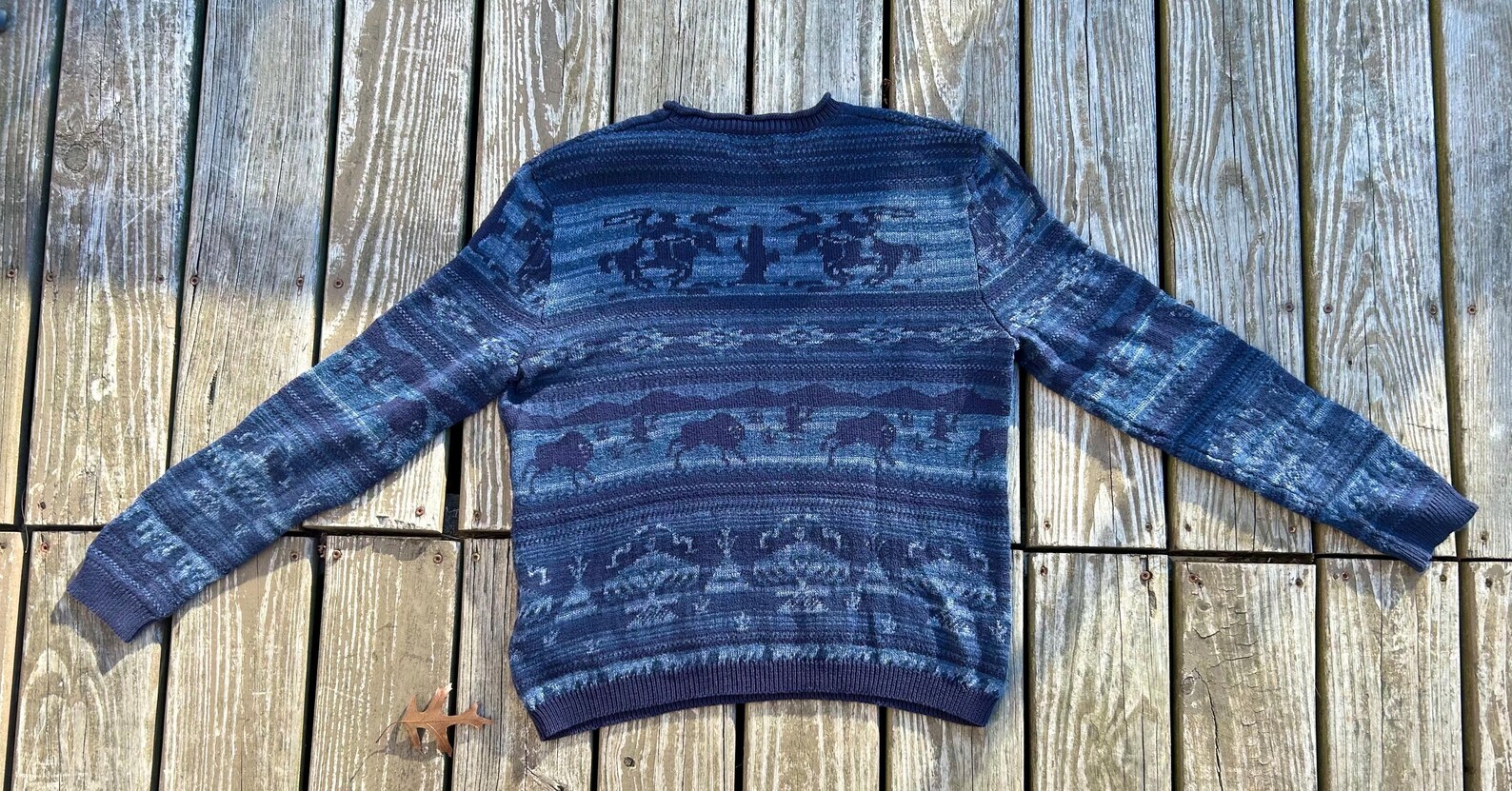 POLO Ralp Lauren Intarsia-knit Southwest, Cowboy, Western, Blue Cotton ...