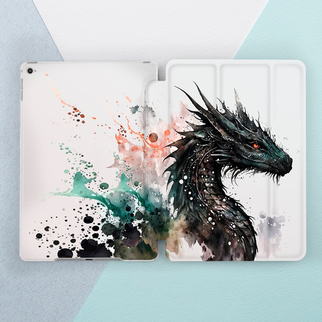 Watercolor Dragon iPad Case Animal Magic Mystical Art iPad Beige Case iPad Case Dino Aesthetic ...