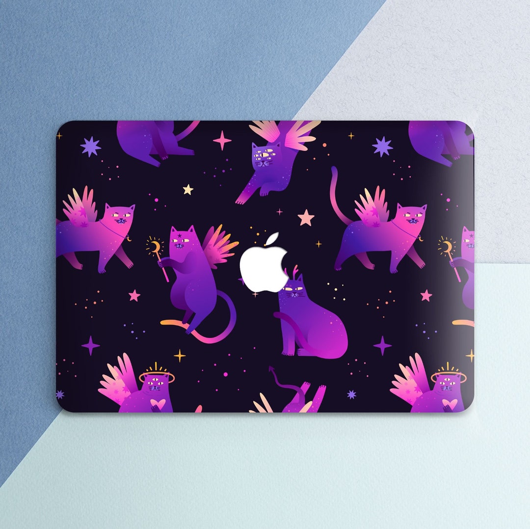 Purple Goth Art MacBook Case Cats MacBook Case Violet Cute Animal Art ...