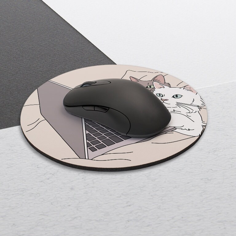 Mousepad funny Cute cats Mousepad animals Round mouse pad | Etsy