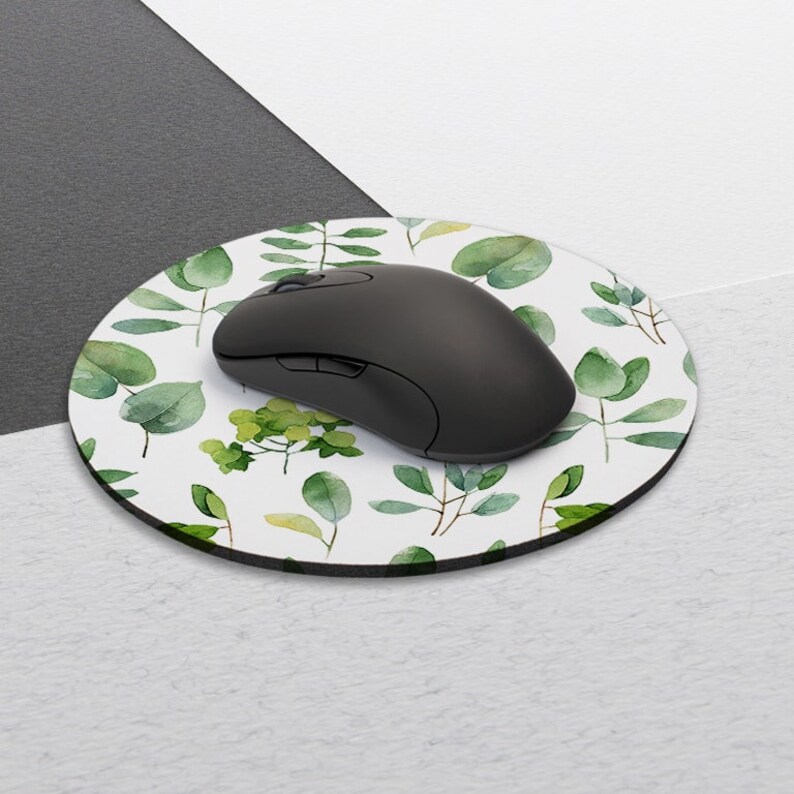 Green Leaf Mouse Pad Leaves Mouse Pad Round Mousepad Office | Etsy