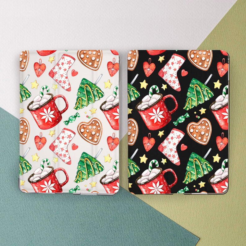 Ipad Case Winter Ginger Bread Black Cover White Case Ipad 6 - Etsy