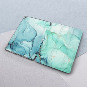 Light Blue Art Watercolor Art Blue Marble Teal Stone iPad Case Elegant ...