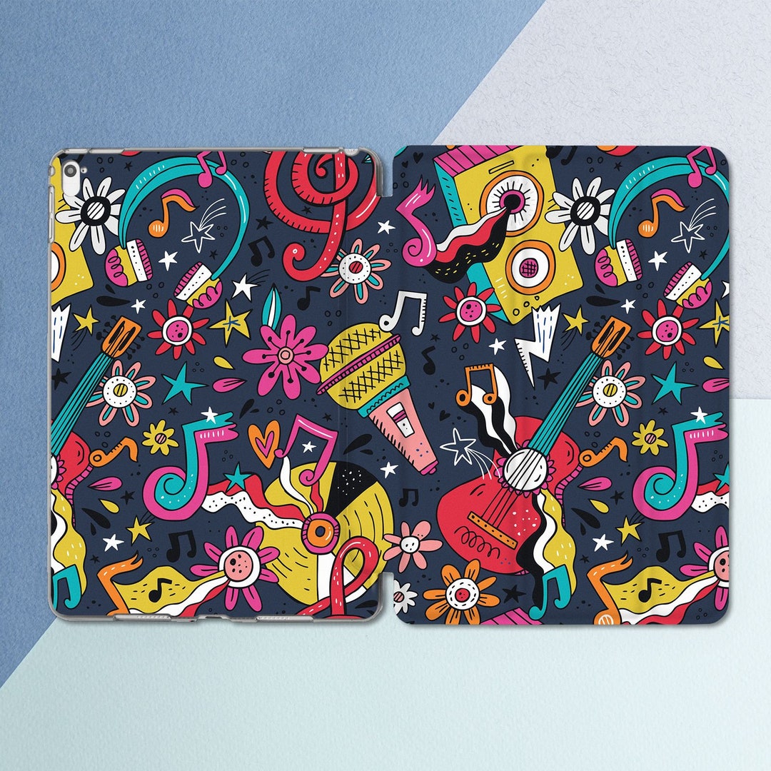 Rock N Roll Pattern iPad Case Music Modern Art Case iPad Case Guitar ...