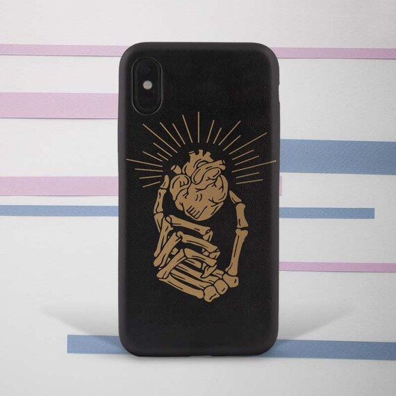 Anatomical Heart Art Black Phone Case Artificial Leather Case - Etsy
