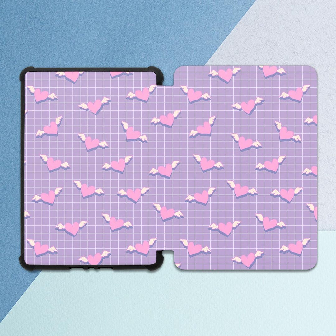 Retro Aesthetics Art Cute Pink Hearts 90s Art Case Kindle Sleeve Purple ...