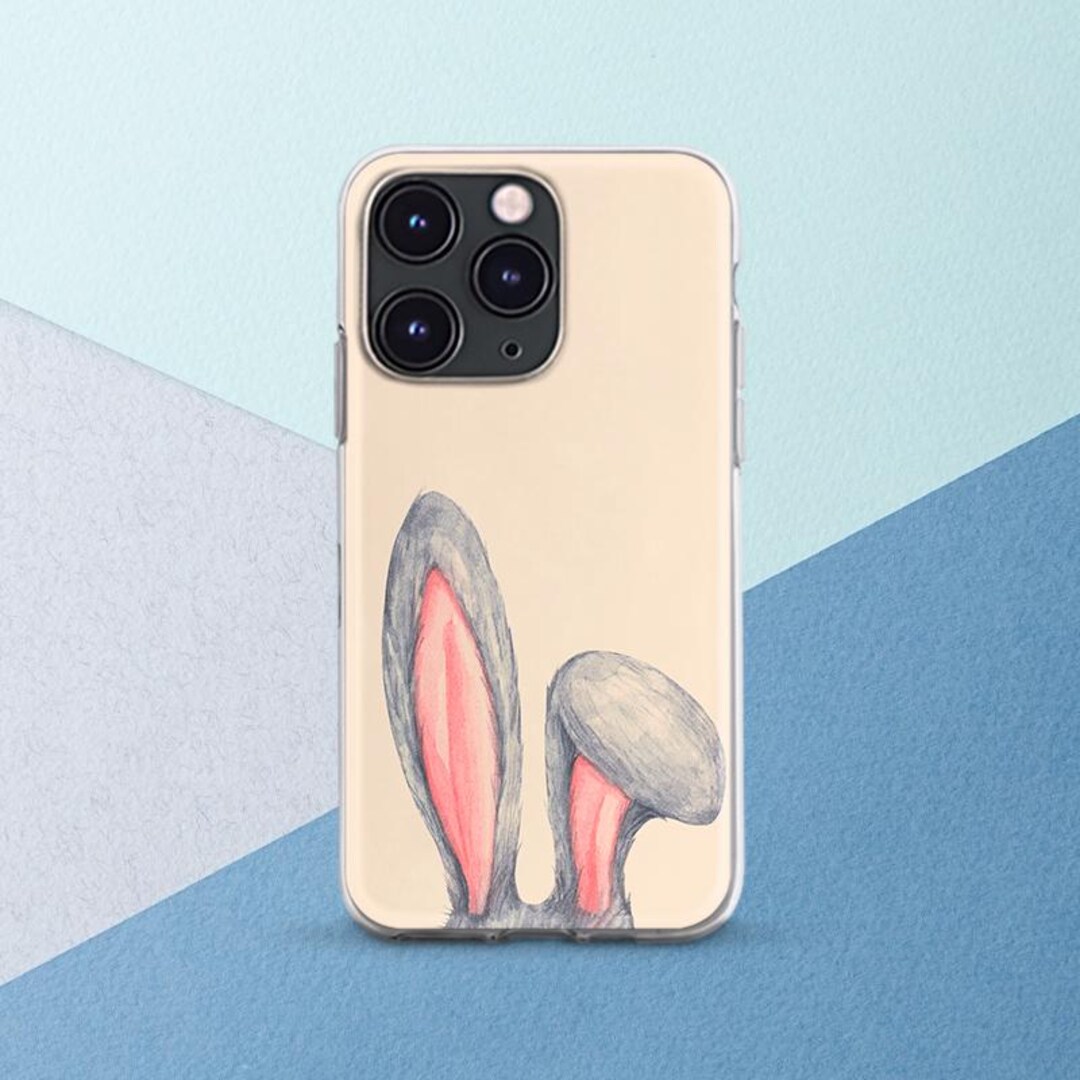 Kawaii Bunny Ears iPhone Case Cute Gray Rabbit Print iPhone Case Anima ...