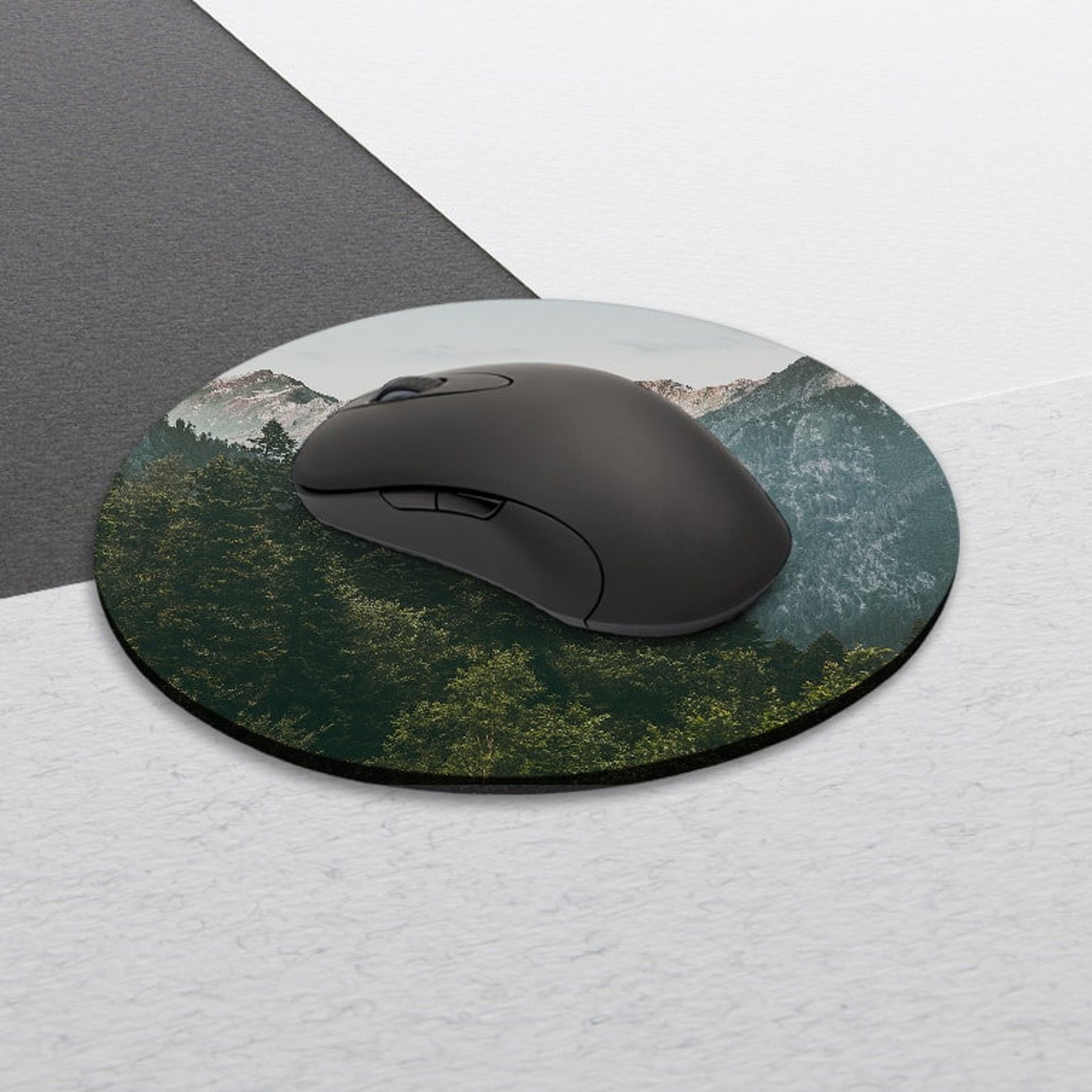 Mountain Mouse Pad Nature Mouse Pad Round Mousepad Office Decor Forest ...