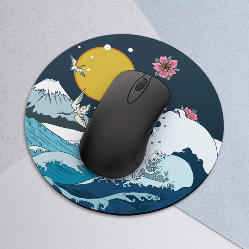 Mousepad Ocean Yellow Sun Cover Wave Office Supplies Square Mouse Pad ...