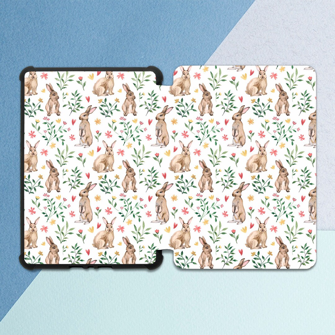 Spring Rabbit Kindle Case Bunny Kawaii Animal Floral Botanical Kindle ...