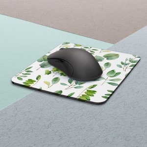 Green Leaf Mouse Pad Leaves Mouse Pad Round Mousepad Office Decor Mouse ...