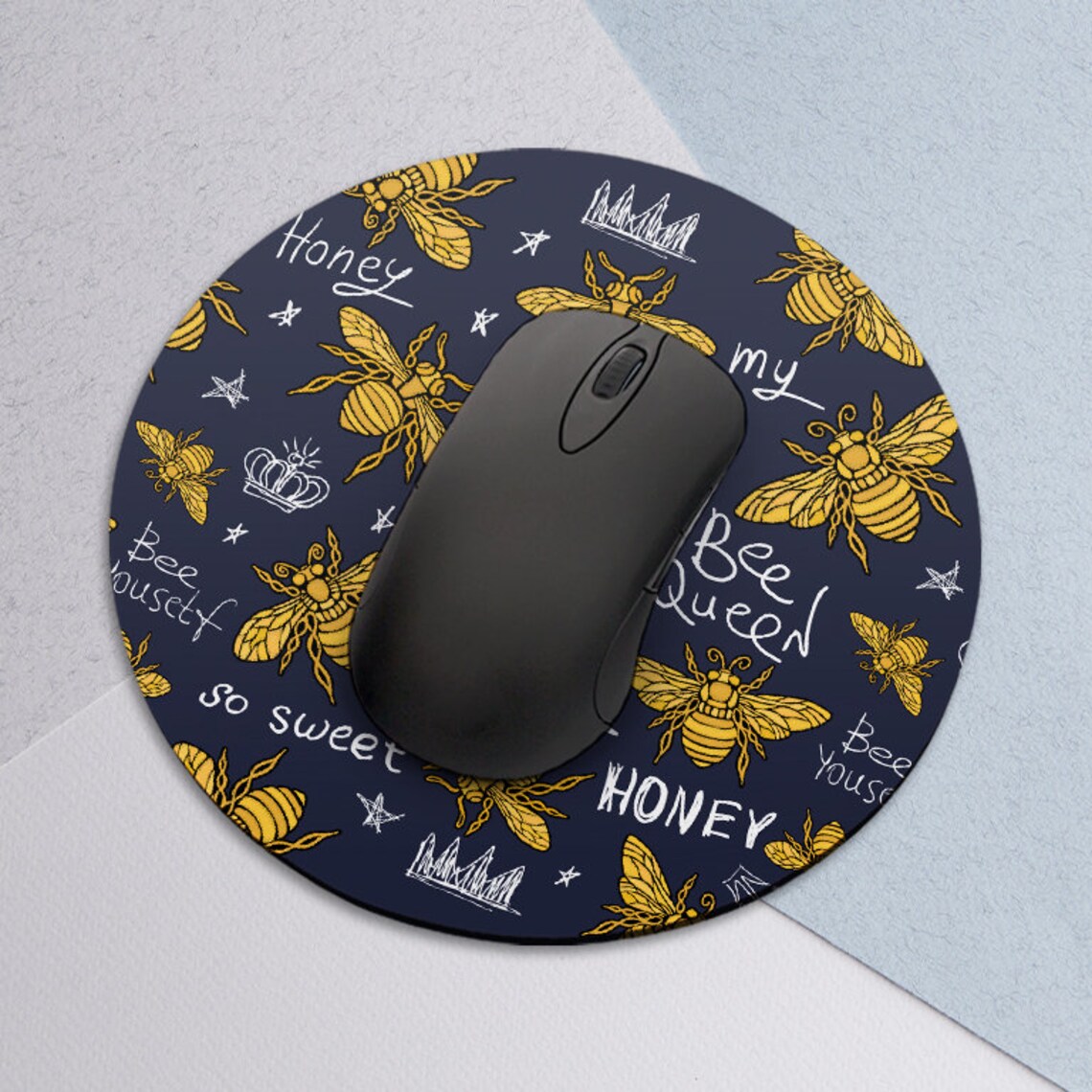 Bee Mouse pad Cute Mouse pad Round Mousepad Insect Mouse pad | Etsy