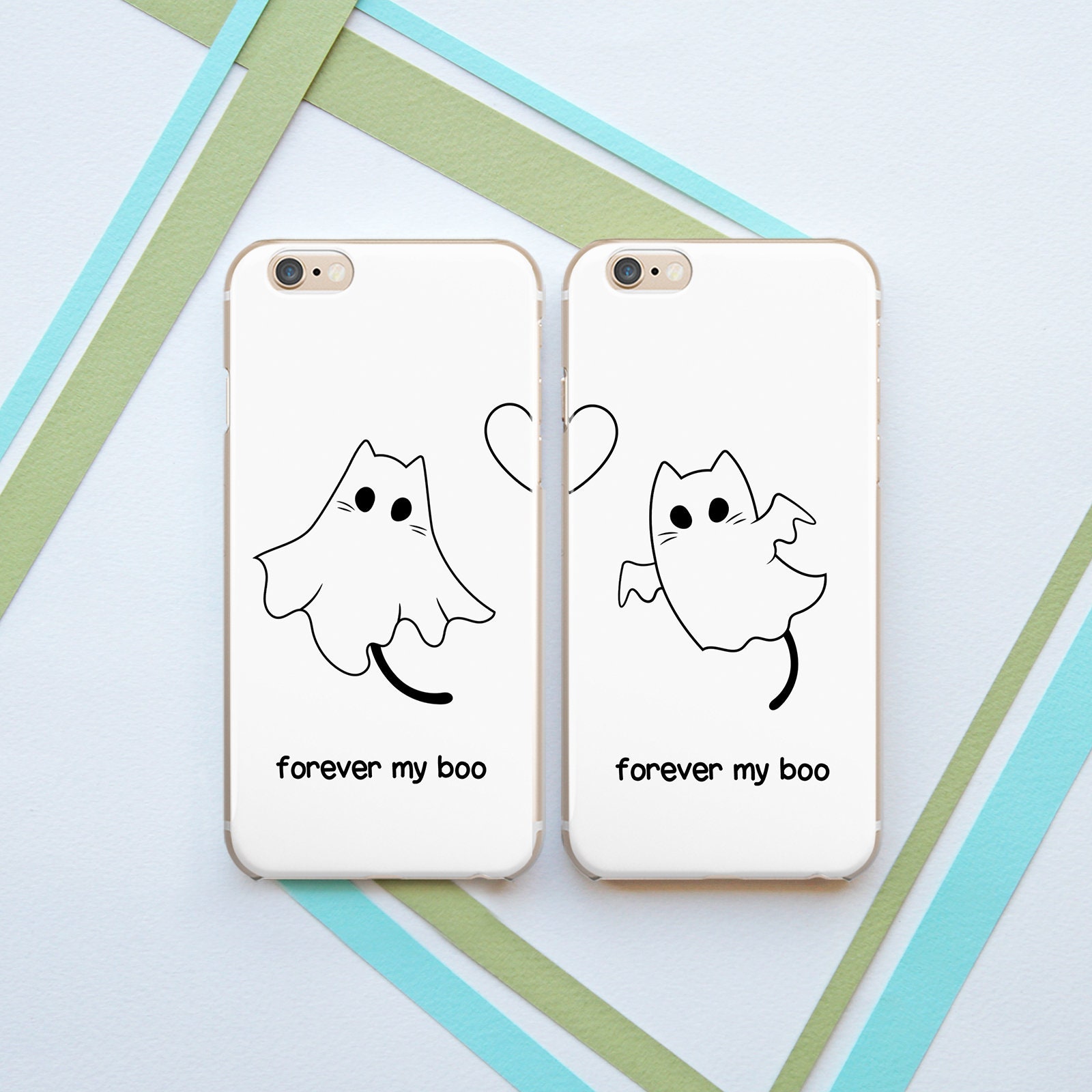 Funny Cat Case iPhone Case Ghost Cartoon Animal Case Matching Phone ...