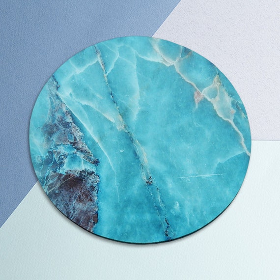Mousepad Teal Blue Marble Mousepad Stone Friends Gift | Etsy