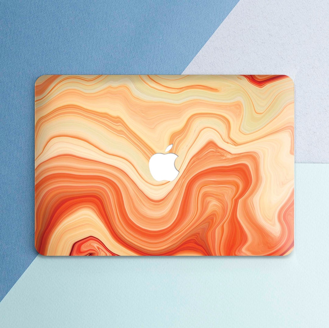 Orange Marble MacBook Case Stone Abstract Wave Simple Minimalist Beige ...