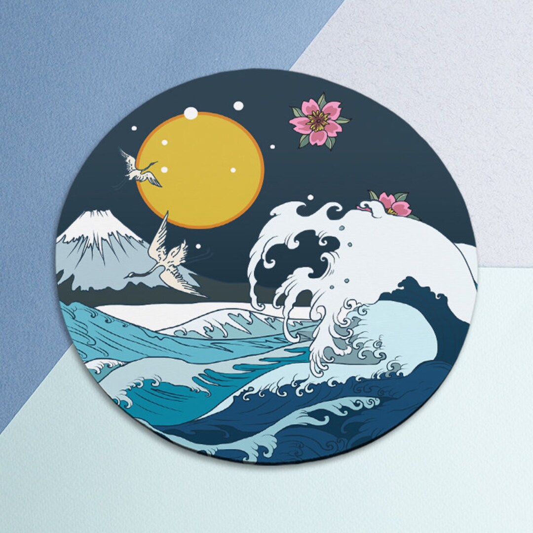 Mousepad Ocean Yellow Sun Cover Wave Office Supplies Square Mouse Pad ...