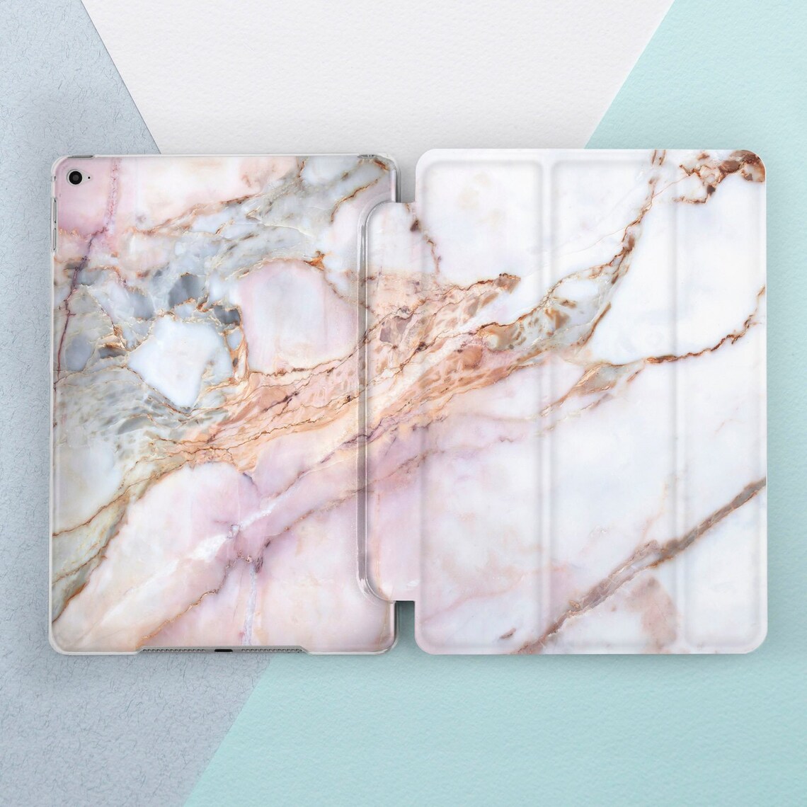 Pink Marble iPad Case Stand Cute Girly Smart Cover Tablet Case Stone ...